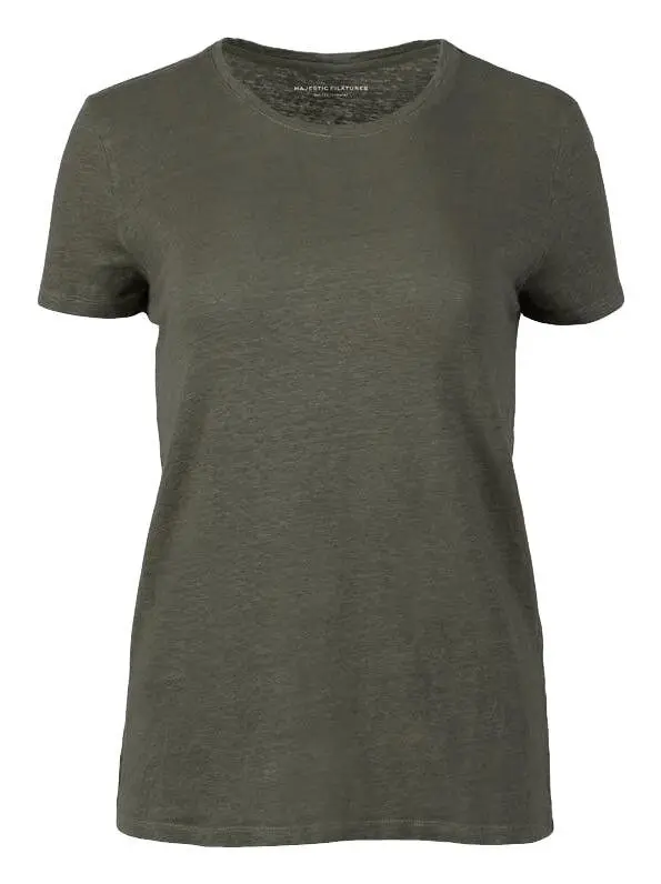 Majestic Filatures Linen Stretch Crewneck T-shirt - Militaire Hd