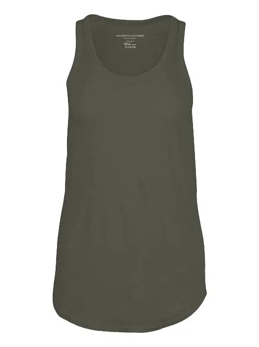 Majestic Filatures Linen Stretch Hd Scoopneck Tank - Militaire