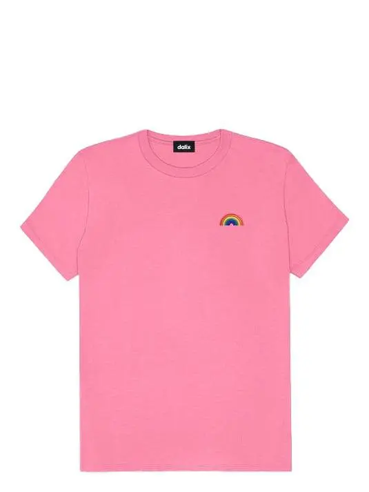 DALIX Rainbow Jersey Relaxed Tee - Charity Pink