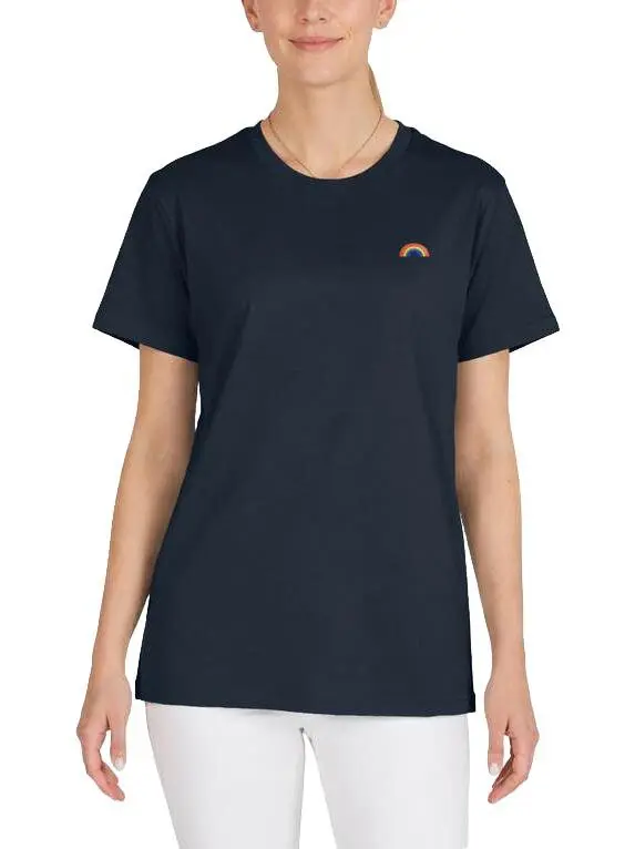 DALIX Relaxed Fit Rainbow Jersey Tee - Navy Blue