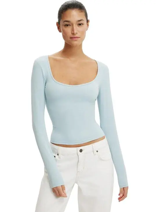 COTTON ON Hold Me Long Sleeve Top - Iced Marine