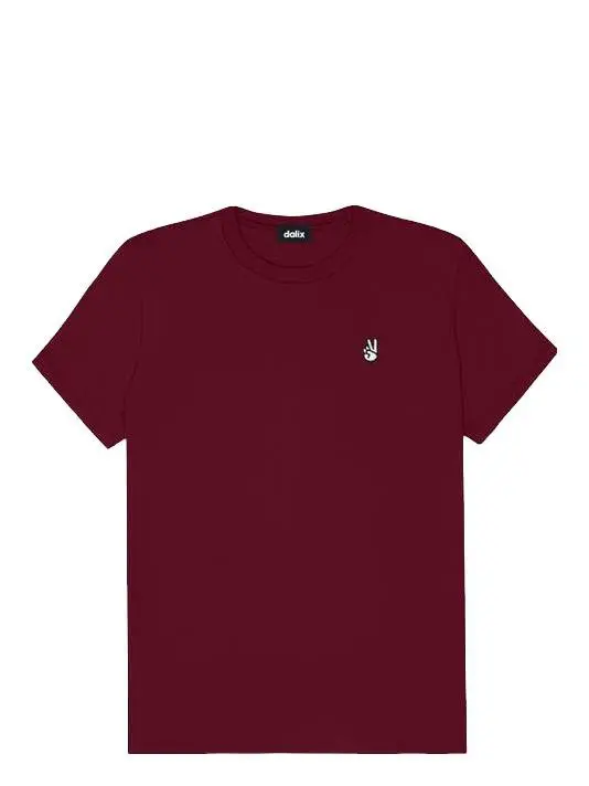 DALIX Peace Sign Relaxed Fit Tee - Maroon