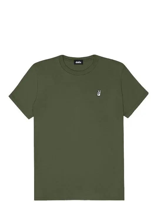 DALIX Peace Sign Relaxed Tee - Military Green