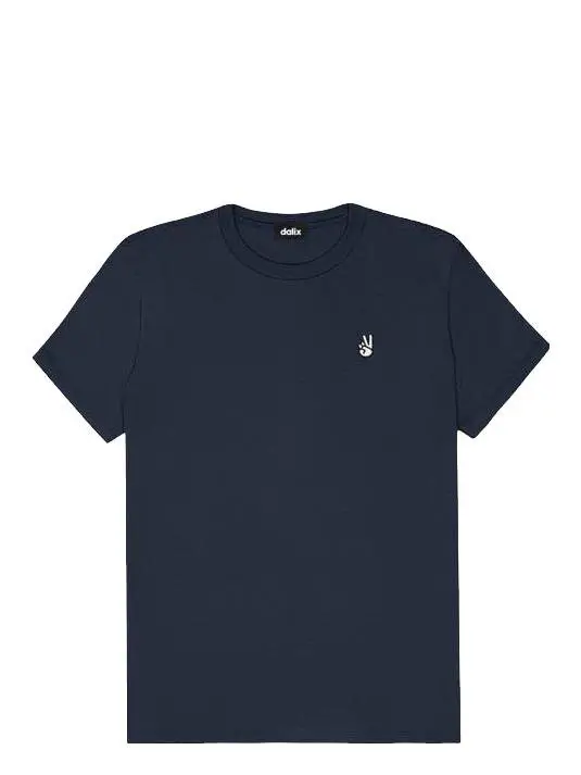 DALIX Peace Sign Relaxed Fit Tee - Navy Blue