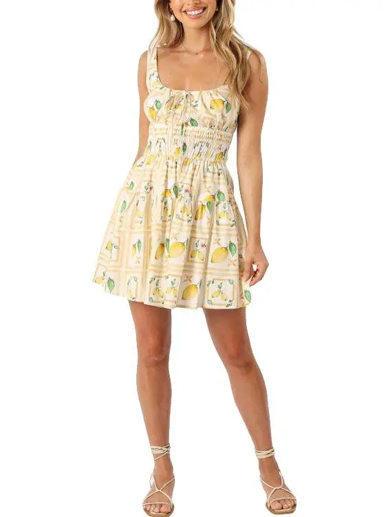 PETAL & PUP Cintrico Print Cotton Minidress - Lemon