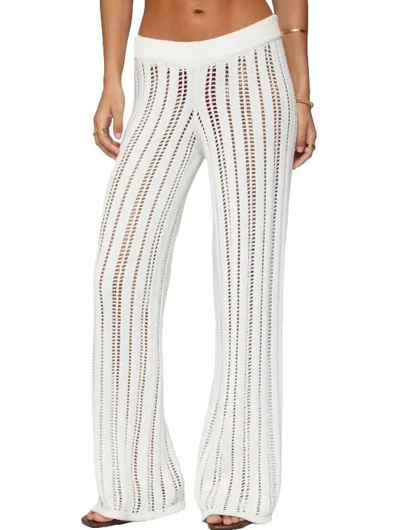 EDIKTED Open Stitch Cover-up Pants - Cream