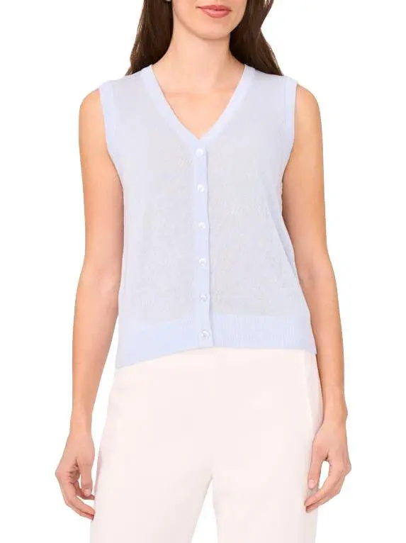 Halogen Sleeveless Button-up Sweater - Frozen