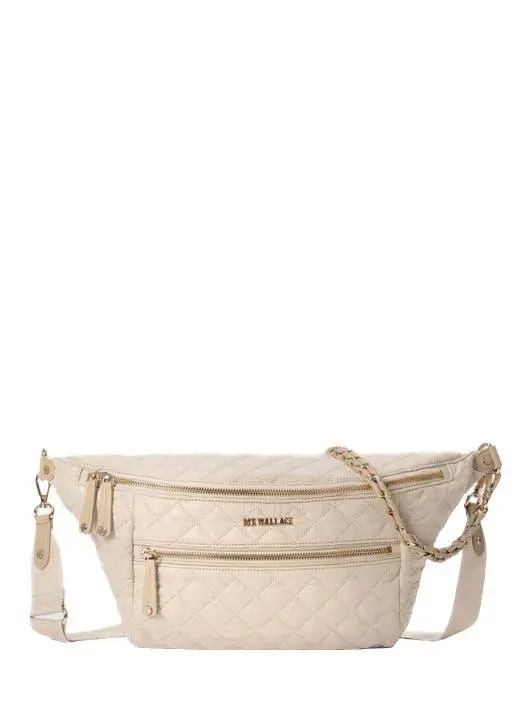 Mz Wallace Crosby Quilted Nylon Convertible Sling Bag - Buff