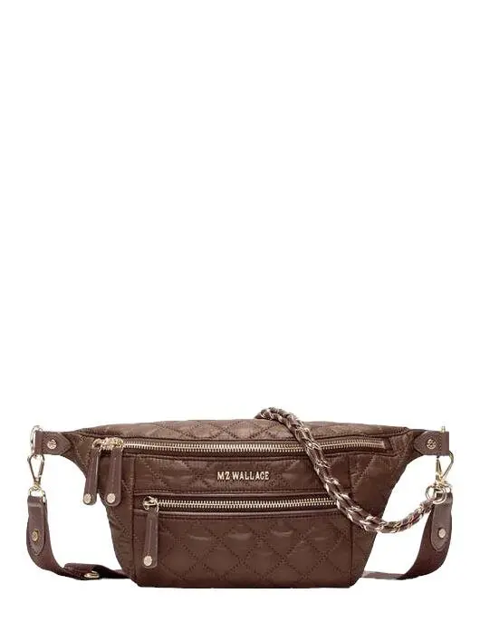Mz Wallace Small Crosby Quilted Nylon Convertible Sling Bag - Walnut