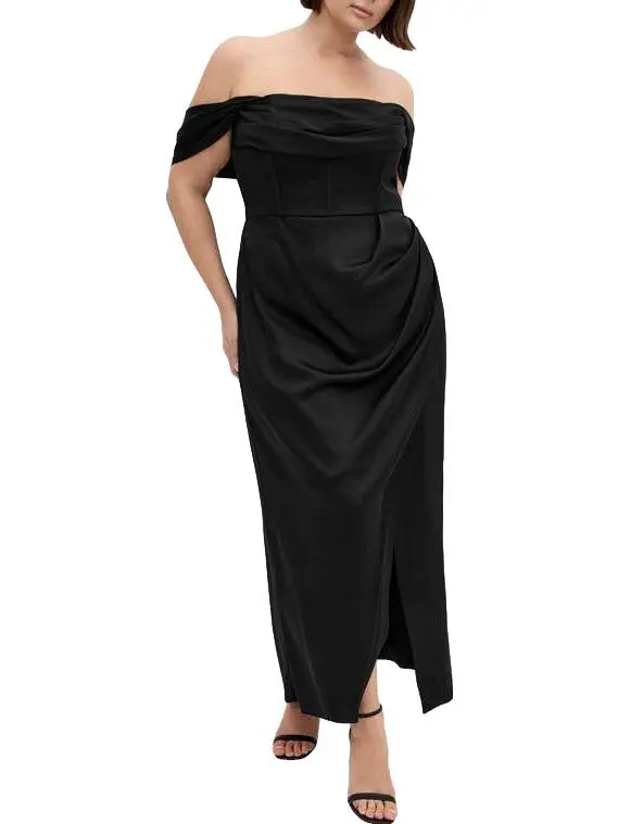 City Chic Off-the-shoulder Maxi Dress - Black