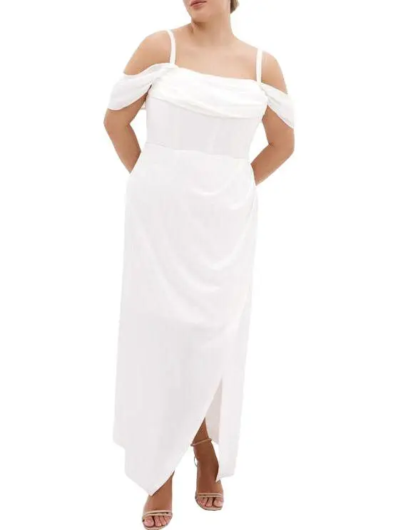 City Chic Off-the-shoulder Maxi Dress - Ivory