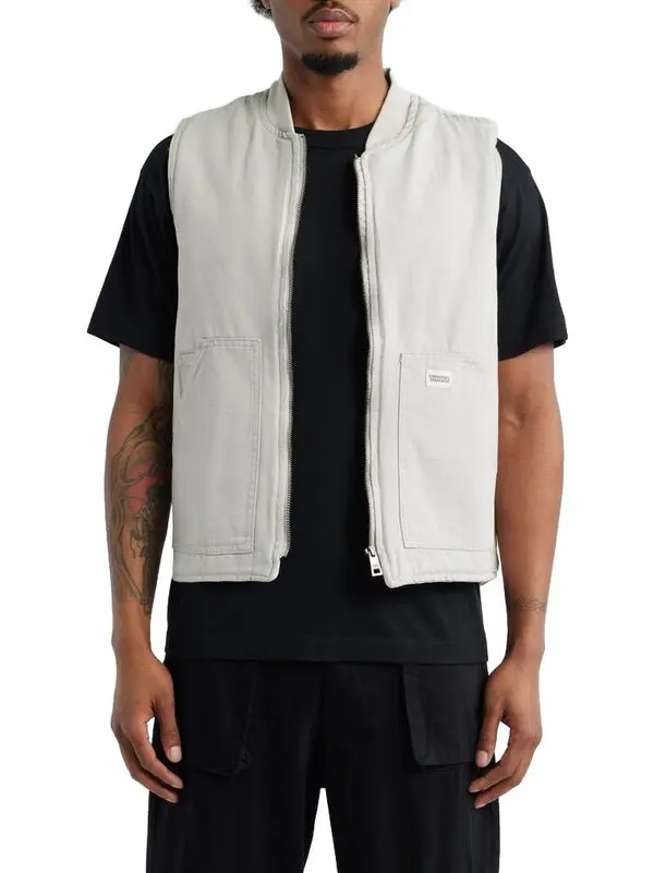 CRIMINAL DAMAGE Cotton Twill Workwear Vest - Grey