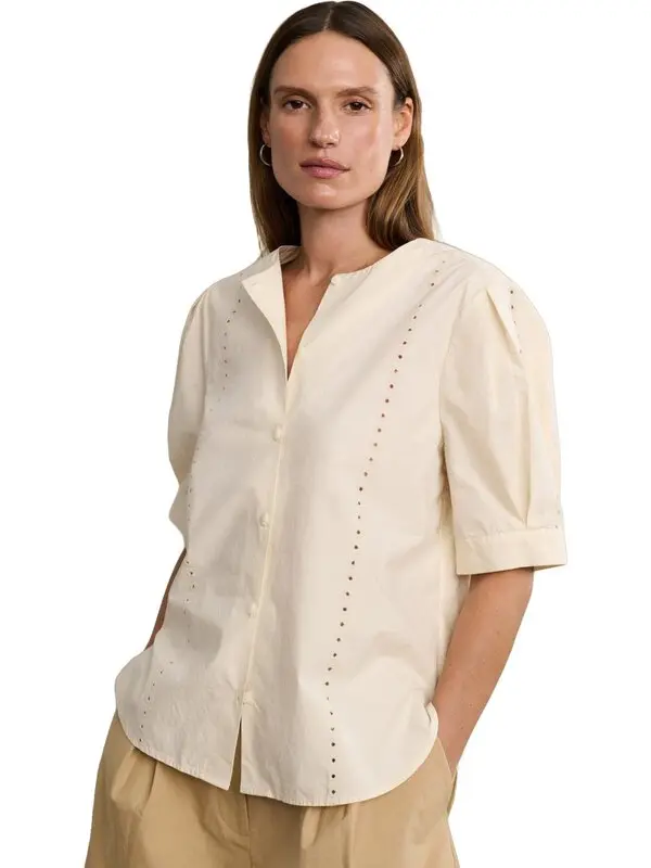 Jenni Kayne Harper Embroidered Eyelet Blouse - Ivory