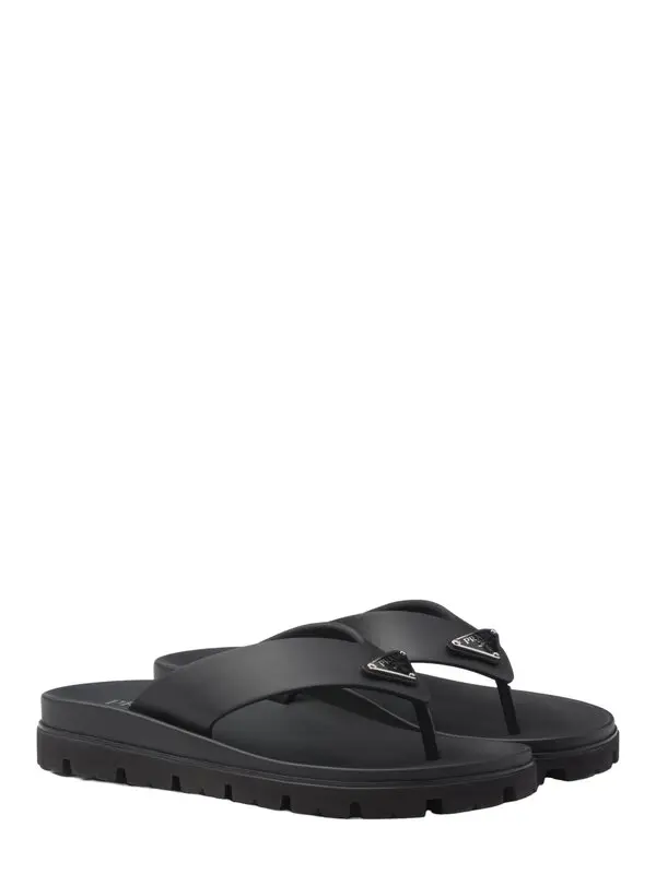 Prada Rubber Thong Sandals - Black