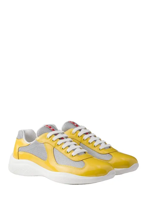 Prada America's Cup Sneakers In Patent Leather And Technical Fabric - Yellow