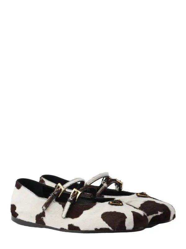 Prada Printed Leather Ballerinas - White