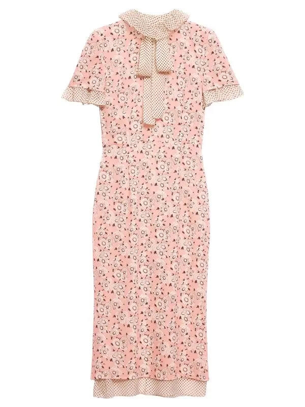 Prada Printed Stretch Georgette Sheath Dress - Pink