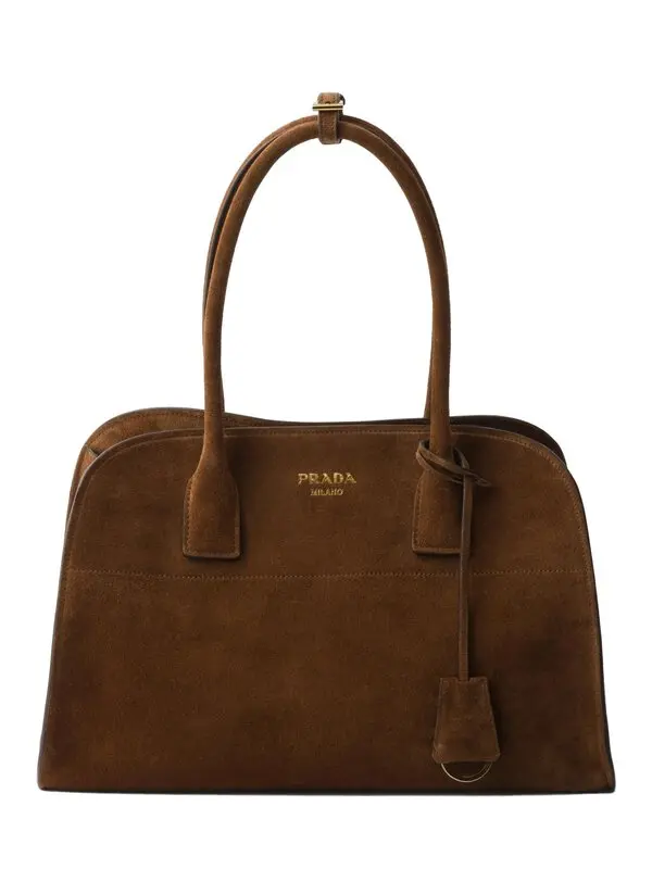 Prada Medium Suede Tote - Brown