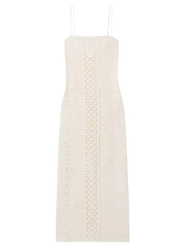 SARA CRISTINA Pearl-embellished Crocheted Maxi Dress - Cream