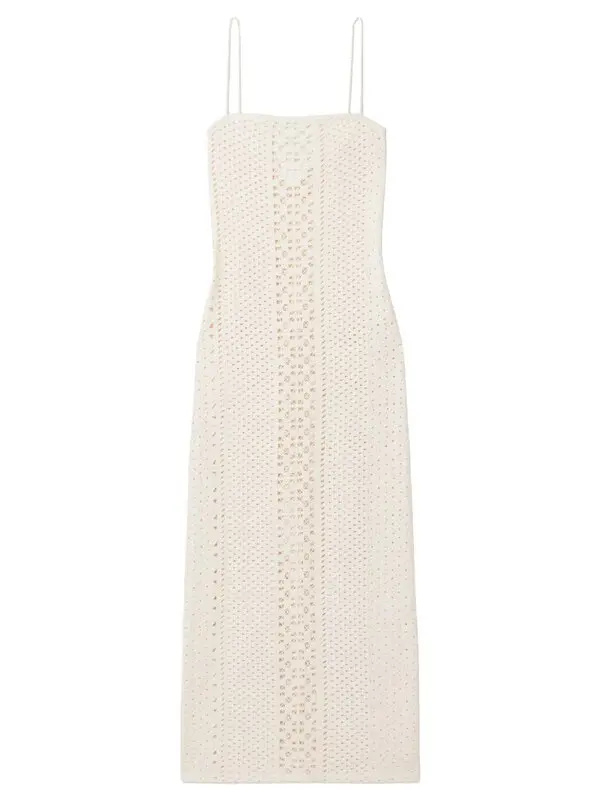 SARA CRISTINA Pearl-embellished Crocheted Maxi Dress - Neutrals