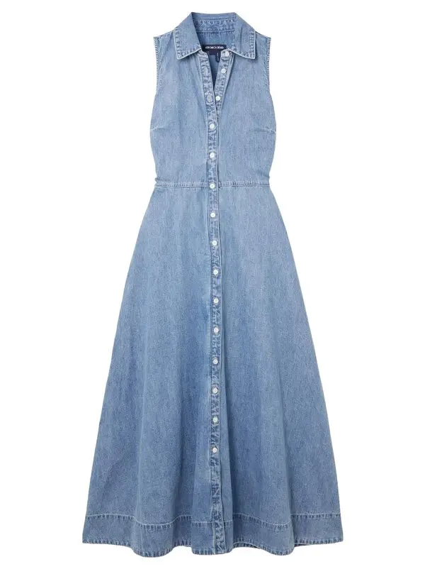 Veronica Beard Fuller Denim Midi Shirt Dress - Blue