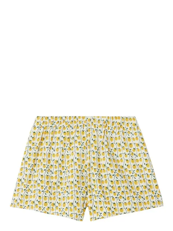 Staud Paddle Printed Cotton-blend Shorts - Yellow