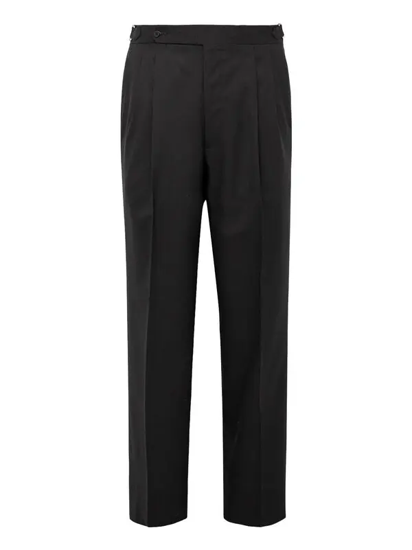 STOFFA Straight-leg Pleated Wool Trousers - Black