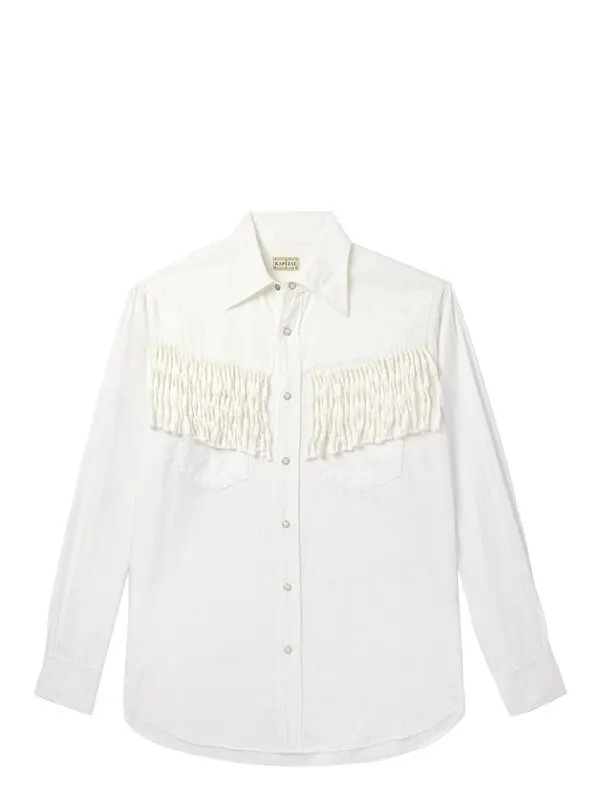 Kapital Husky Fringed Denim Western Shirt - White