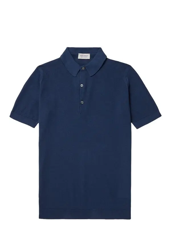 John Smedley Roth Slim-fit Sea Island Cotton-piqué Polo Shirt - Blue