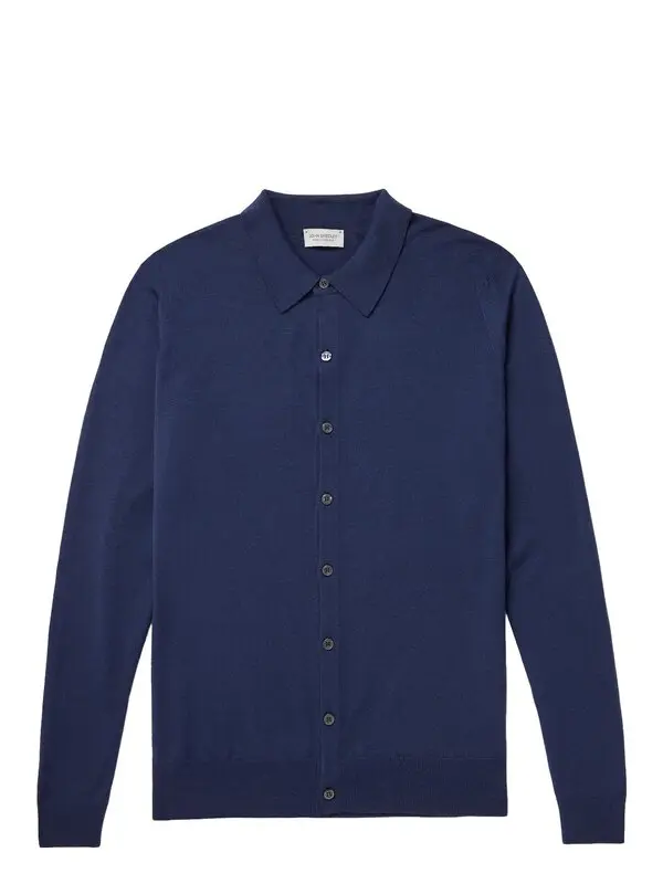 John Smedley Tibor Merino Wool Cardigan - Blue