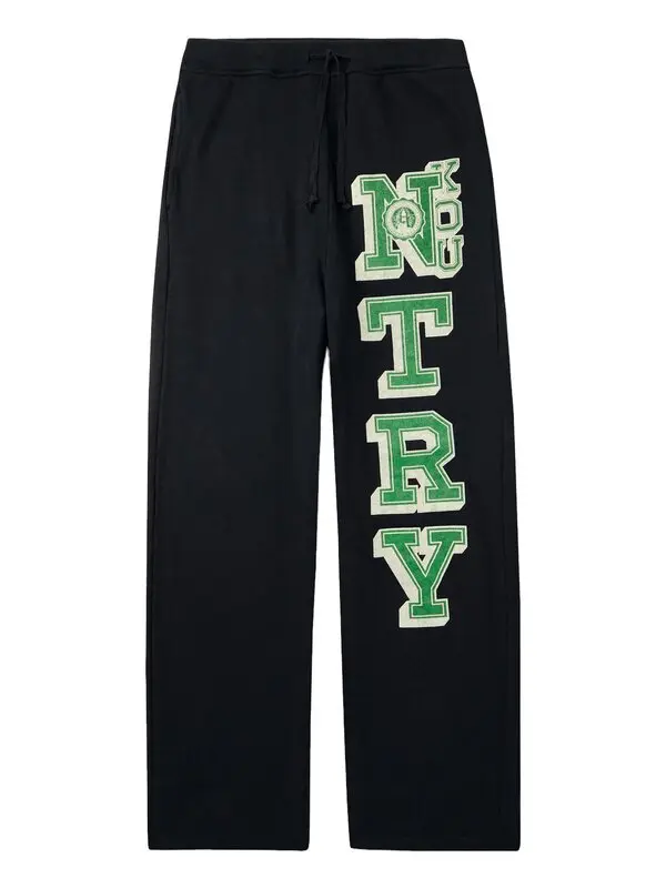 Kapital N.try Straight-leg Printed Cotton-jersey Sweatpants - Black