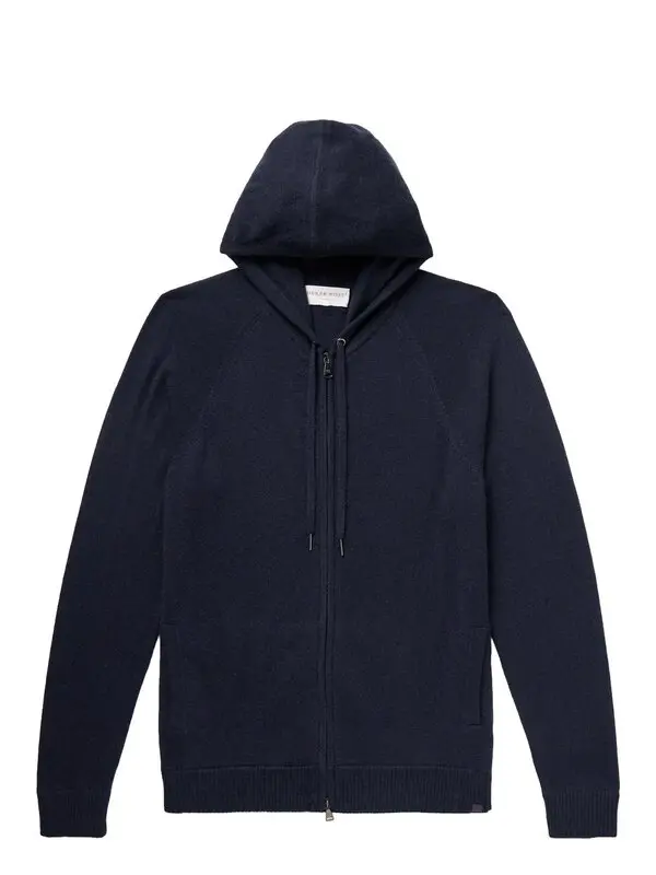 Derek Rose Finley Cashmere Zip-up Hoodie - Blue