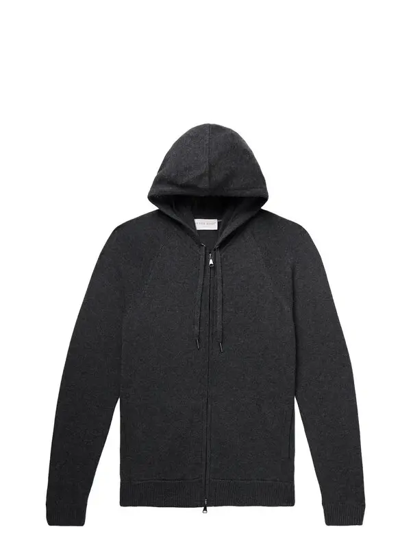 Derek Rose Finley Cashmere Zip-up Hoodie - Black