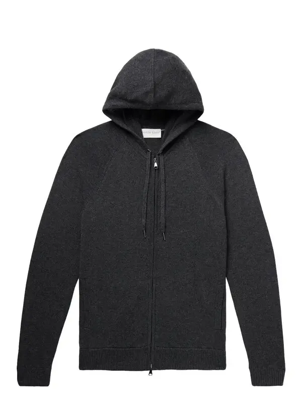 Derek Rose Finley Cashmere Zip-up Hoodie - Black