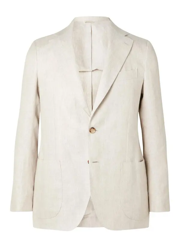 DE PETRILLO Linen Suit Jacket - Neutrals