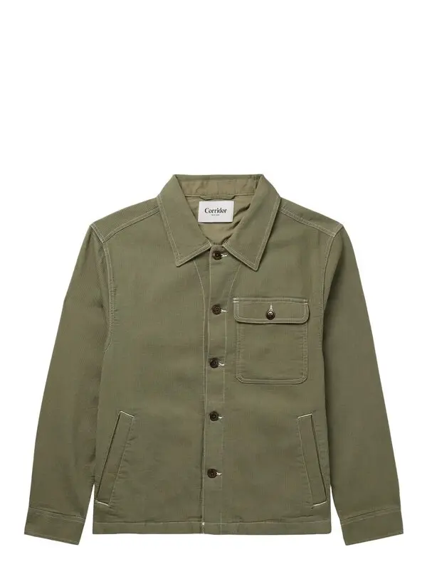 CORRIDOR Bedford Ribbed Cotton Overshirt - Green