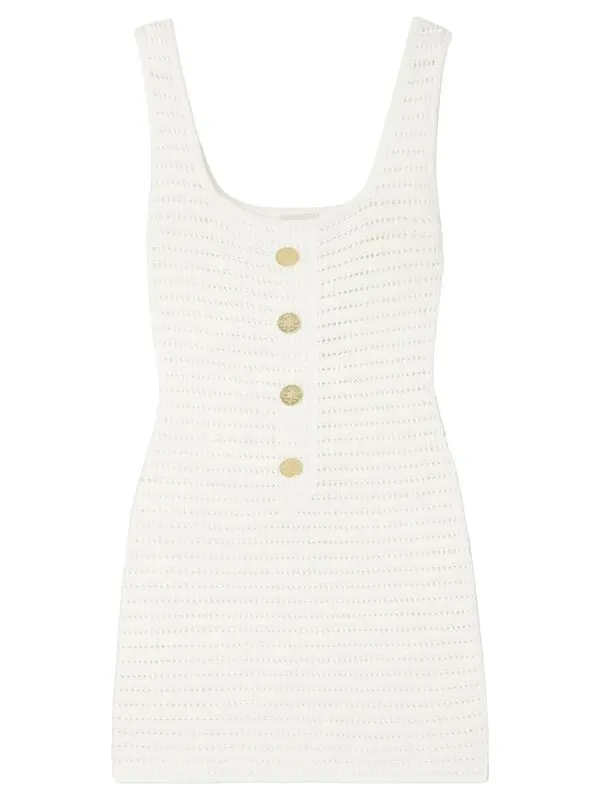 Le Kasha Siflag Pointelle-knit Linen Mini Dress - White