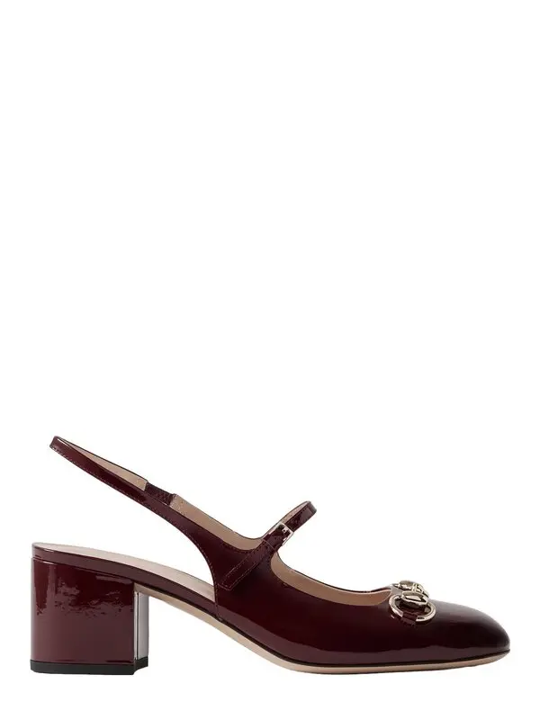 Gucci Horsebit-detailed Patent-leather Mary Jane Pumps - Burgundy