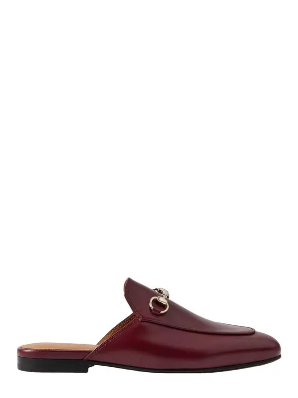 Gucci Princetown Horsebit Leather Slippers - Burgundy