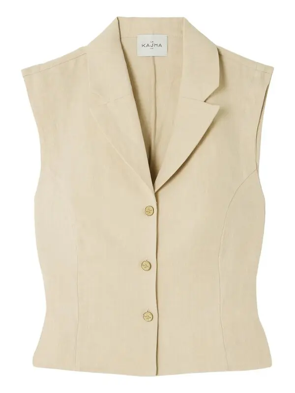 Le Kasha Sawadah Linen Vest - Neutrals