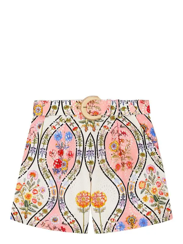 Borgo De Nor Gwen Printed Broderie Anglaise Cotton Shorts - Pink