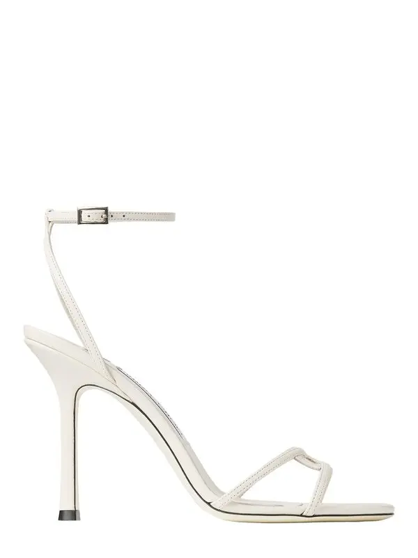 JIMMY CHOO Leo 1998 110 Leather Heeled Sandals - White