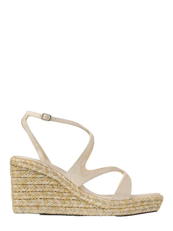 JIMMY CHOO Ayla 85 Metallic Wedge Sandals - Gold