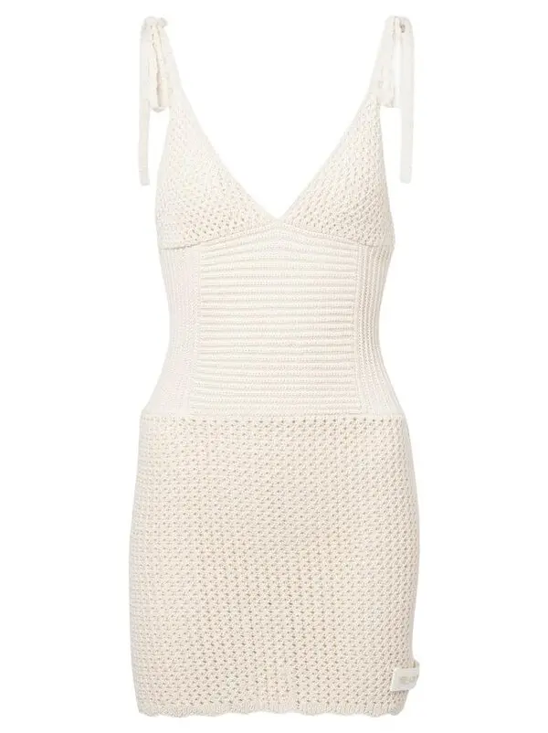 Attico Knitted Cotton Minidress - White