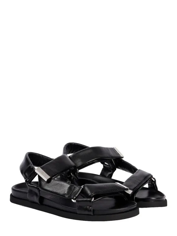 Attico Salinas Leather Sandals - Black