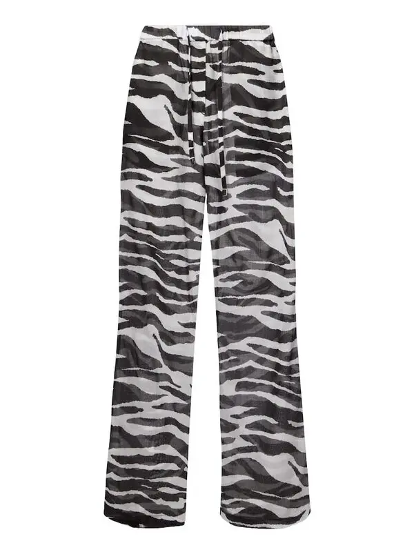 Attico Zebra-print Wide-leg Pants - White