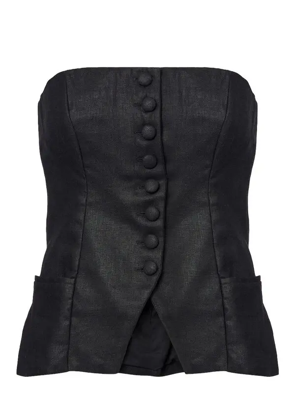 Faithfull The Brand Strapless Linen Top - Black