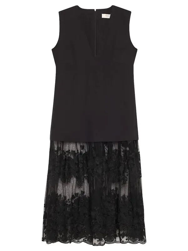 Sea Arielle Lace V-neck Midi Dress - Black