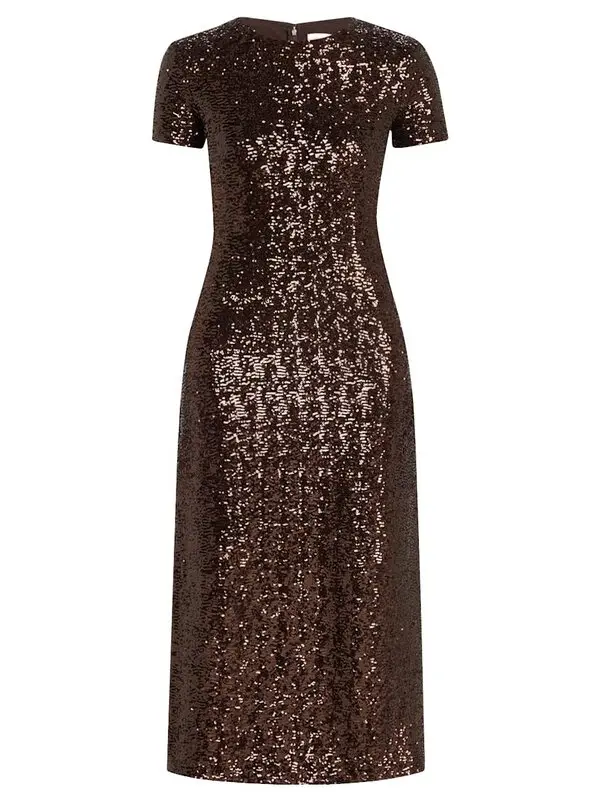 Michael Kors Sequined Midi T-shirt Dress - Chocolate