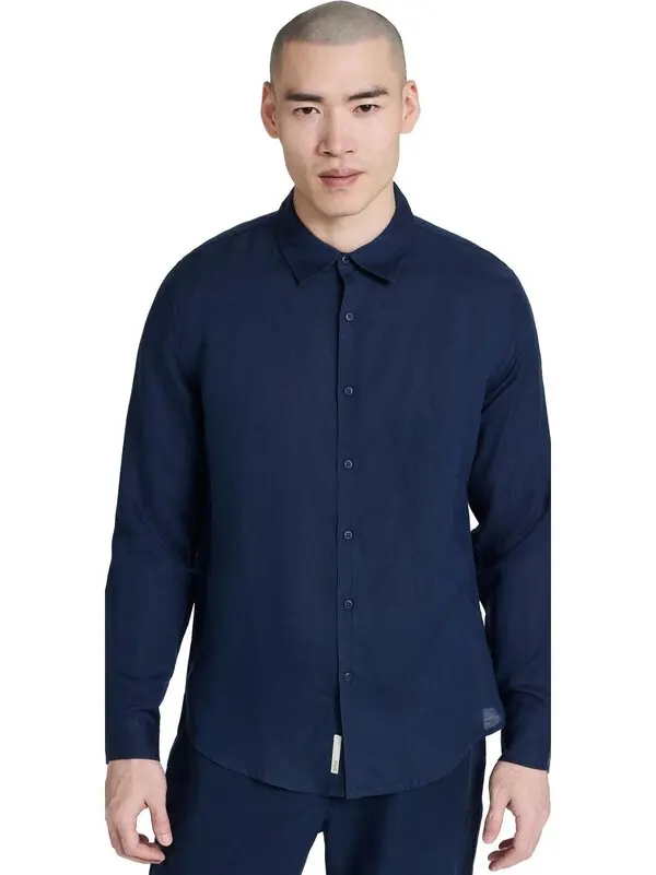 Onia Air Linen Long Sleeve Shirt - Deep Navy